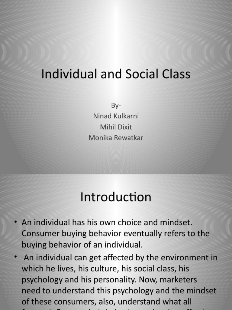 Individual and Social Class Presentation | PDF