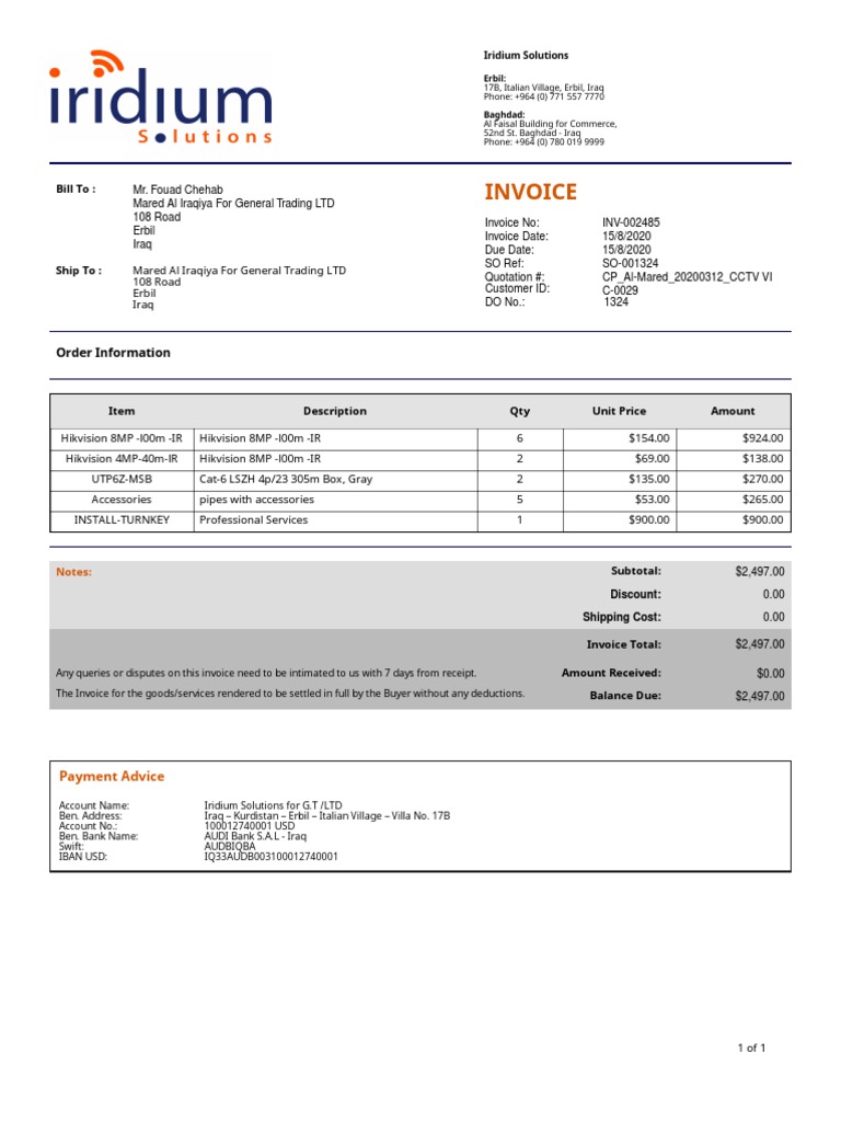 CCTV Security Solution Proposal and Invoice | PDF | Invoice | Receipt