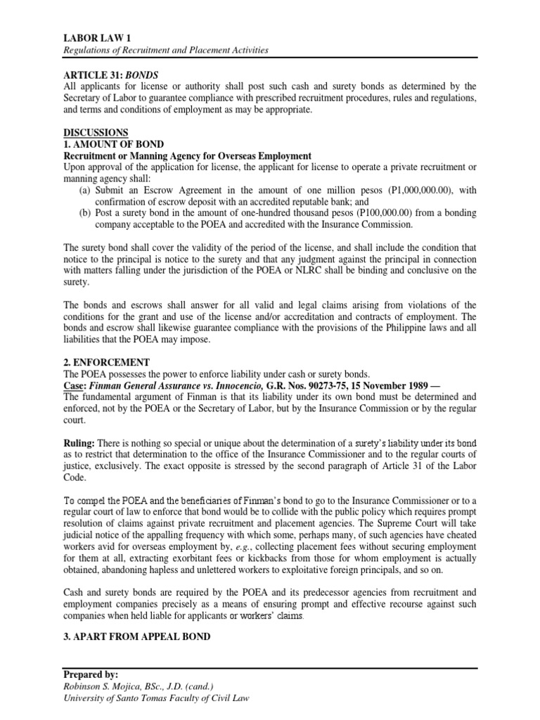 Labor Code-Regulations of Recruitment and Placement Activities | PDF ...