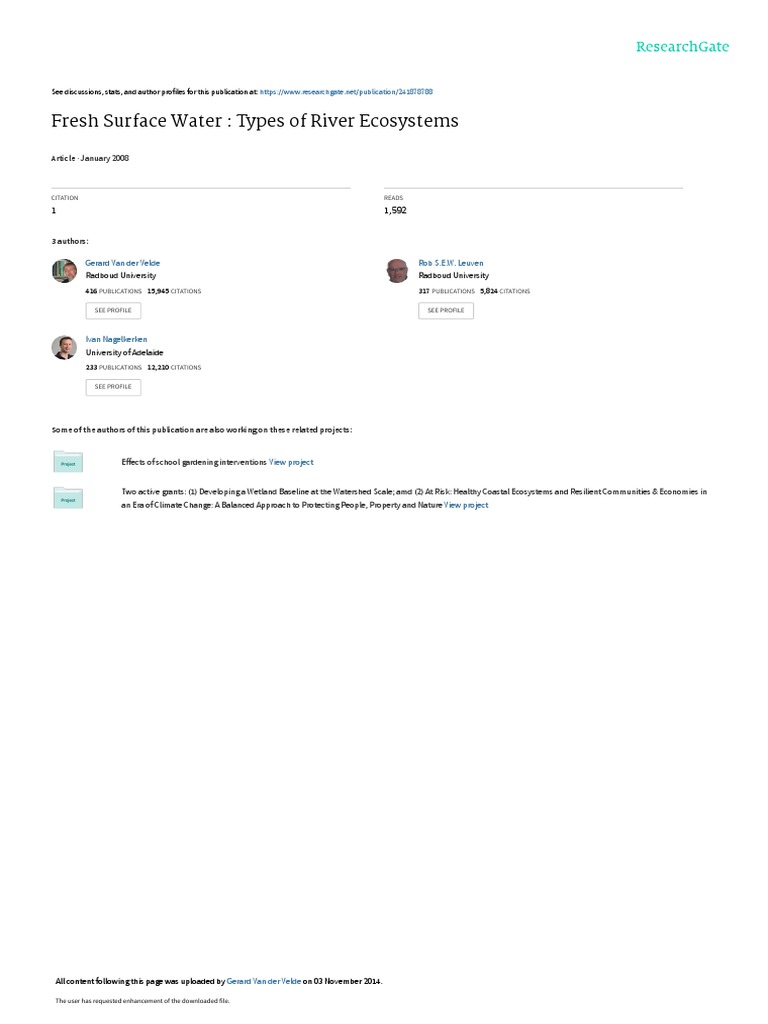 Fresh Surface Water Types of River Ecosystems | PDF | River | Plankton