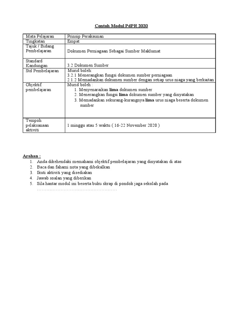 Contoh Modul PDPR | PDF