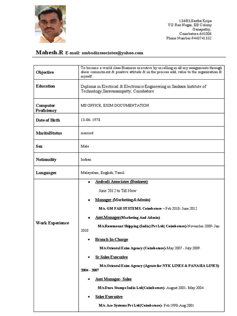 Mahesh Resume Updated | PDF | Communication | Business