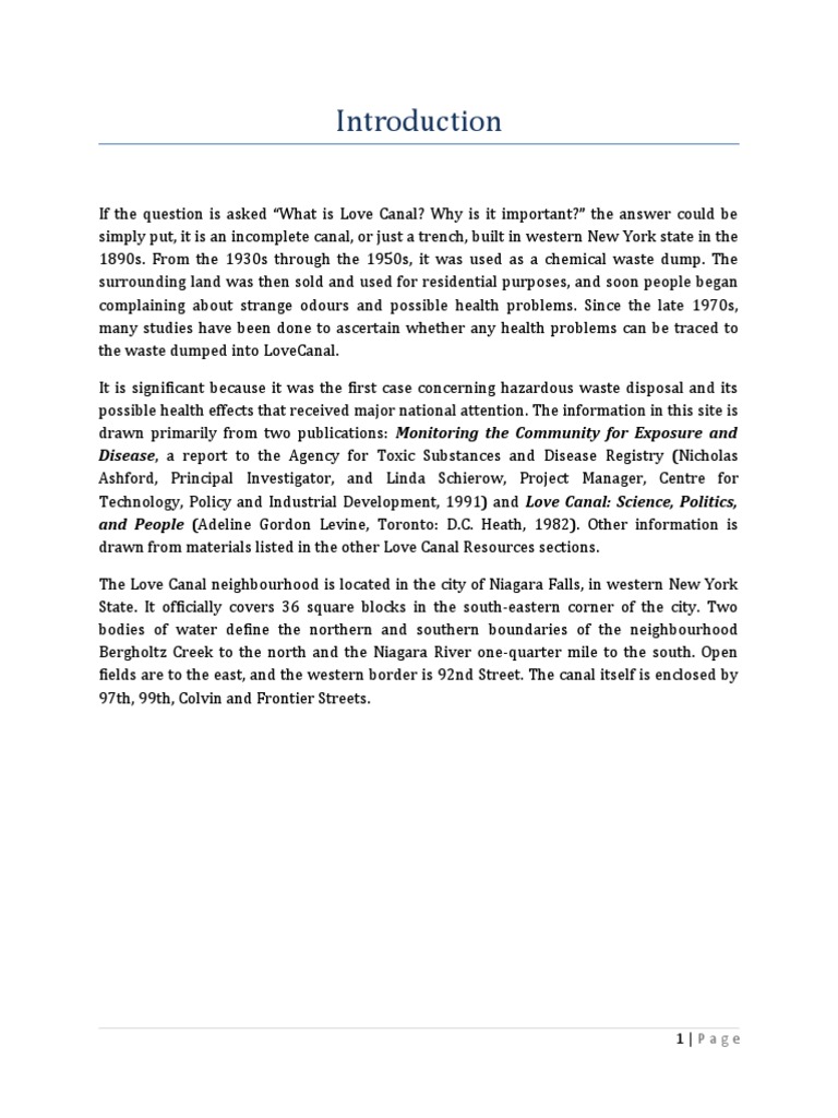 Love Canal Tragedy | PDF | Hazardous Waste | Environmental Issues