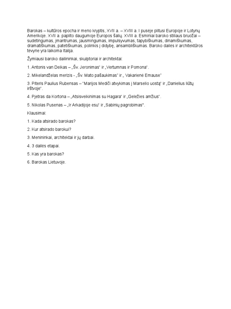 Karolis Markevicius Barokas ID | PDF