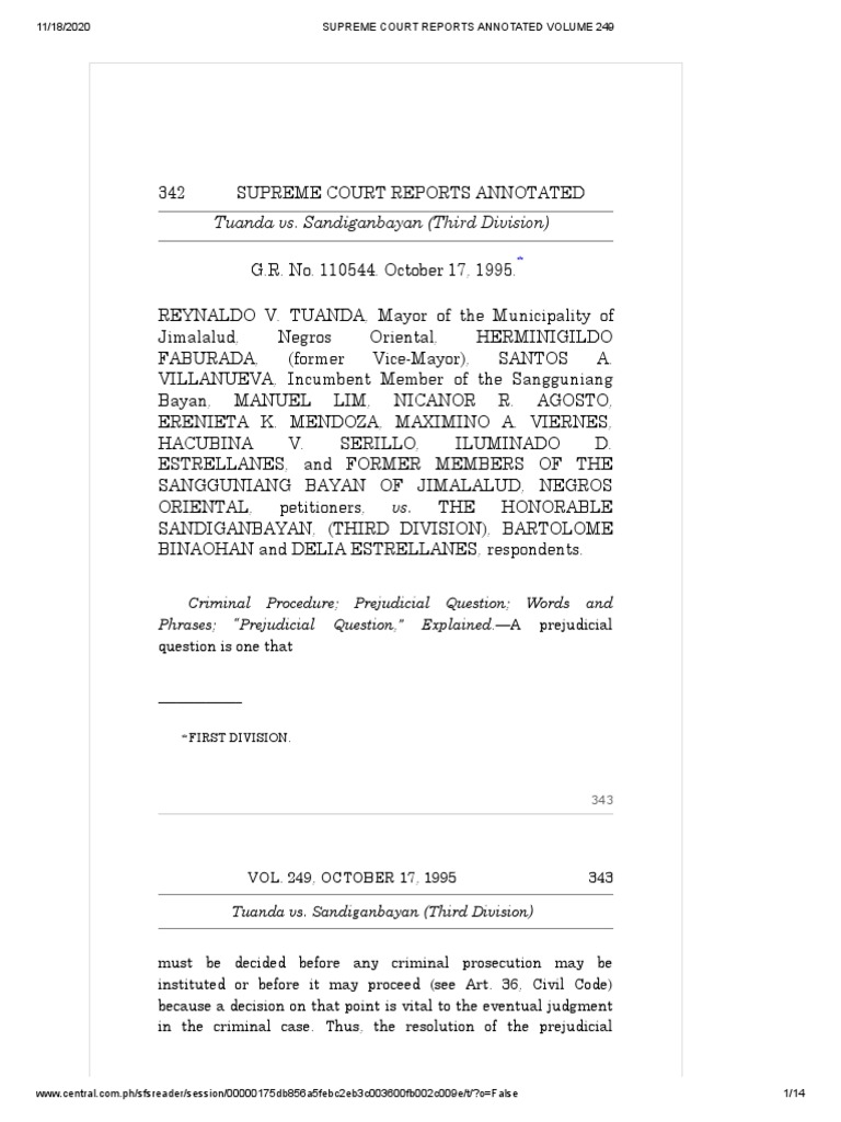 Tuanda vs. Sandiganbayan (Third Division) : Criminal Procedure ...