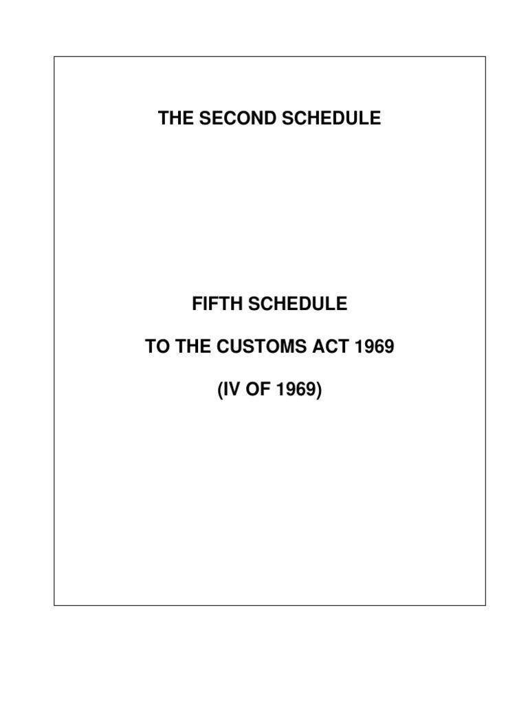 Fifth Schedule To The Customs Act | PDF | Customs | Plough