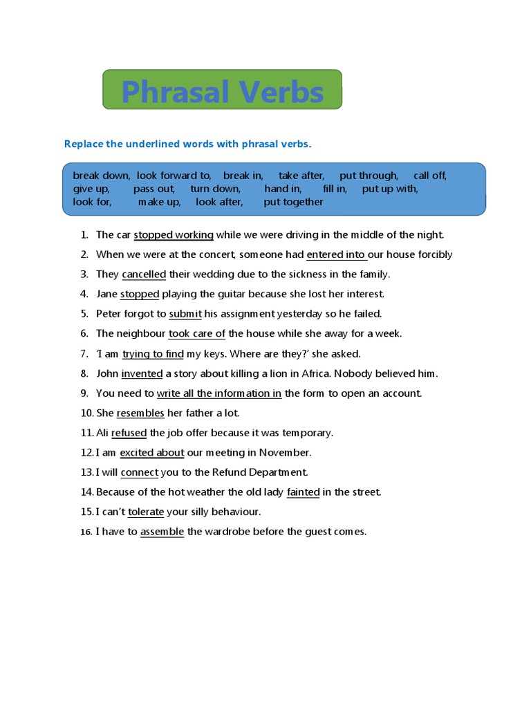 Phrasal Verbs Activity | PDF