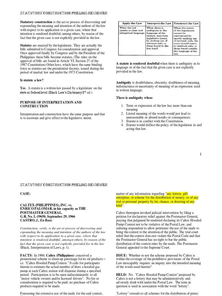 STATCON Prelims Reviewer PDF | PDF | Statutory Interpretation | Judiciaries
