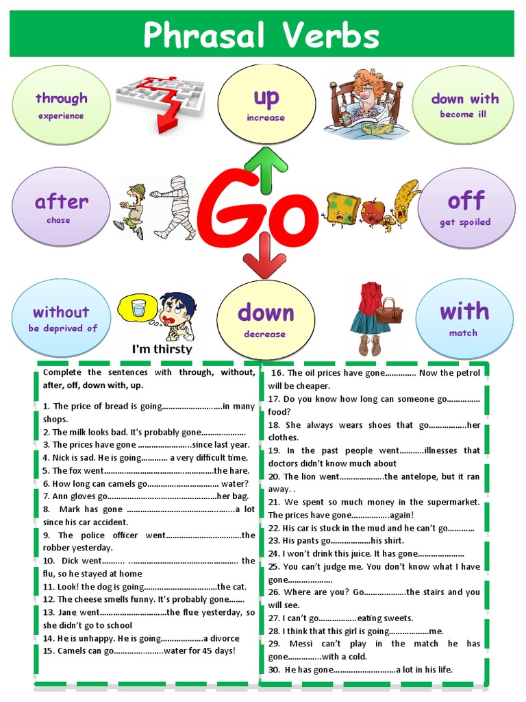 Phrasal Verbs Go Flashcards Picture Dictionaries - 94871 | PDF | Syntax ...
