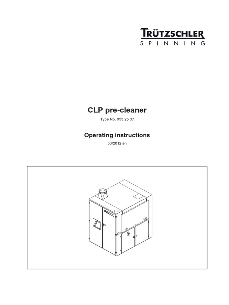 CLP Pre-Cleaner: Operating Instructions | PDF | Switch | Touchscreen