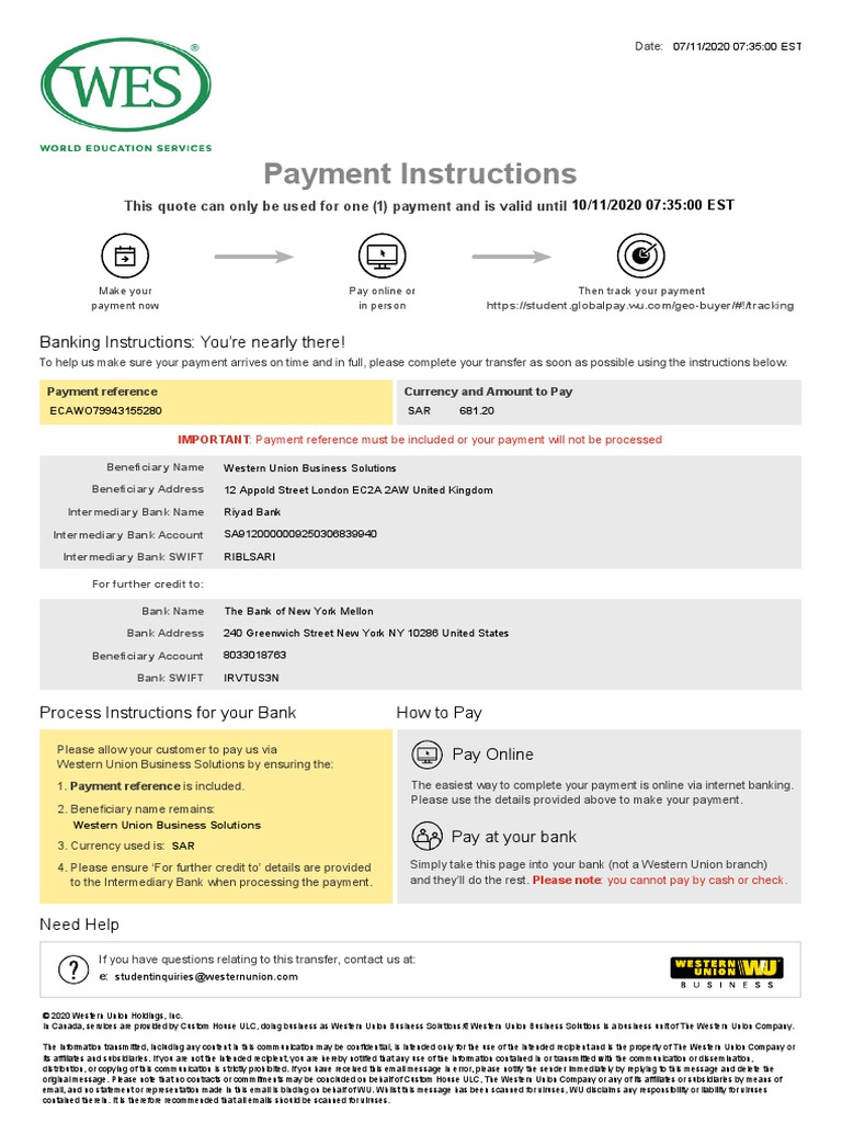 Payment Instructions: Banking Instructions: You're Nearly There! | PDF ...
