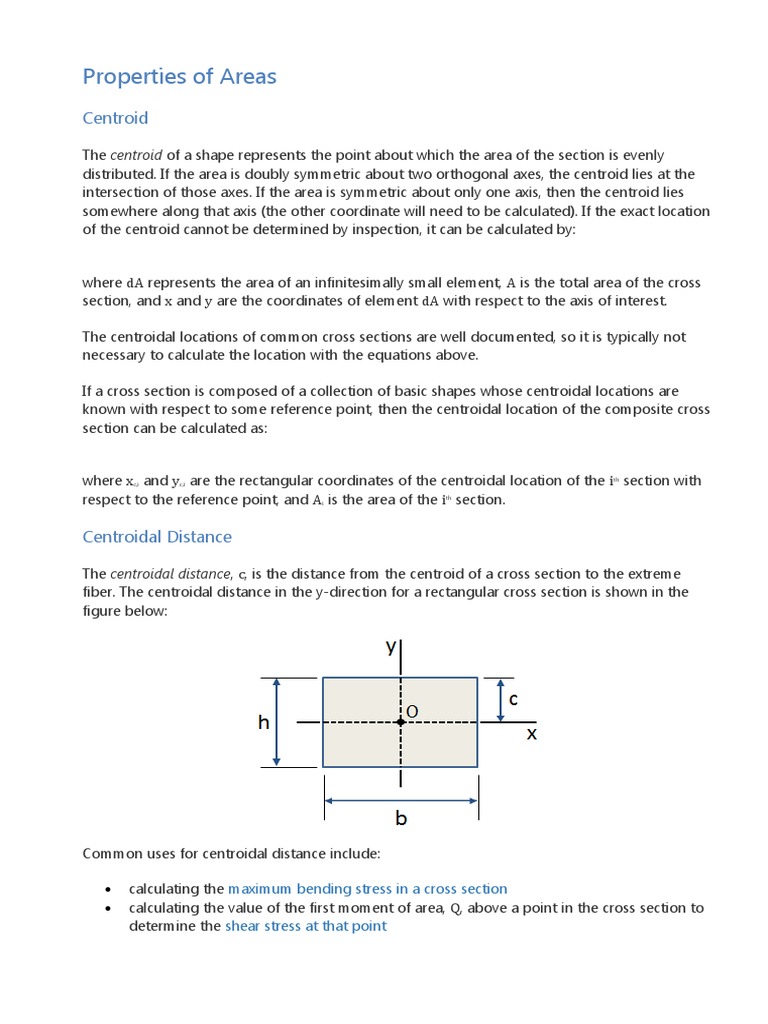Properties of Areas | Download Free PDF | Bending | Stress (Mechanics)