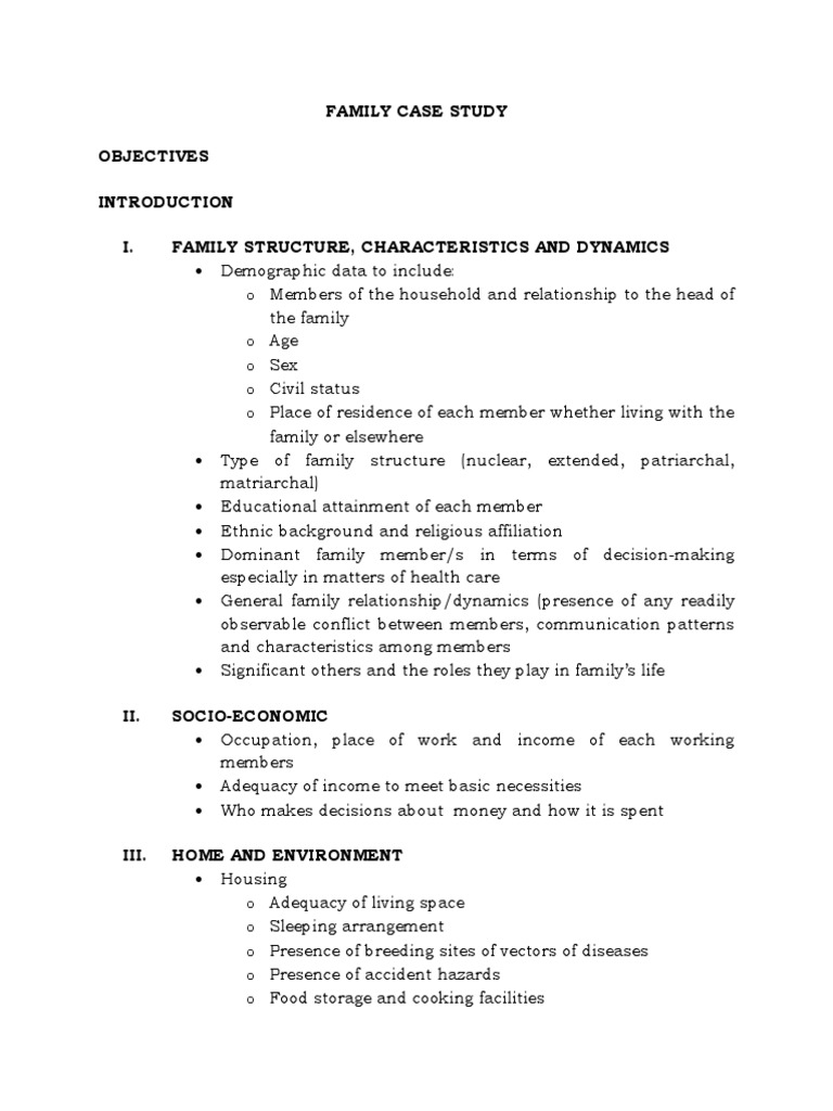 Family Case Study Format | PDF | Family | Health Care