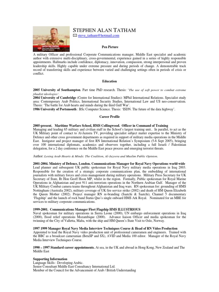 Steve Tatham WebsiteCV | PDF | Royal Navy | Al Jazeera