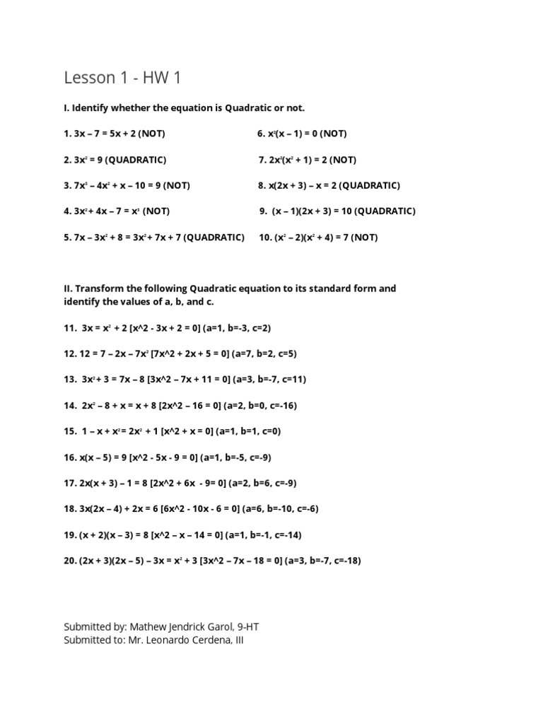 Lesson 1 - HW 1 | PDF