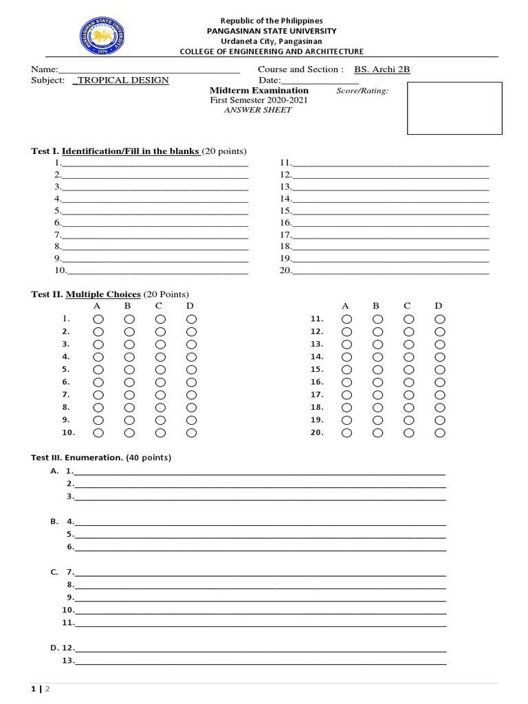 Examination Sheet PDF | PDF