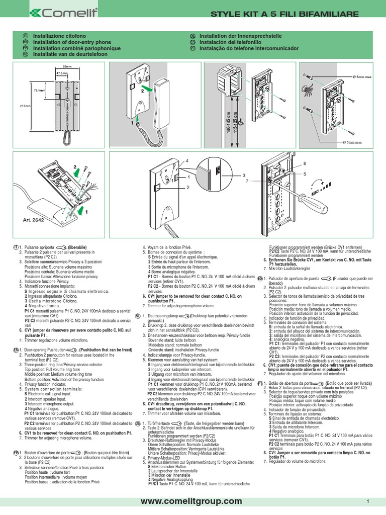 Comelit MT-8272 Manual | PDF | Electrónica de audio | Bienes manufacturados