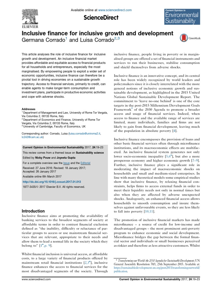Inclusive Finance For Inclusive Growth and Development | PDF ...
