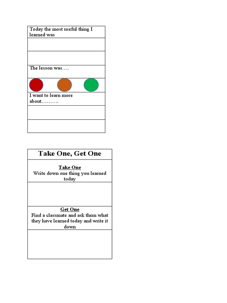 Exit Cards | PDF