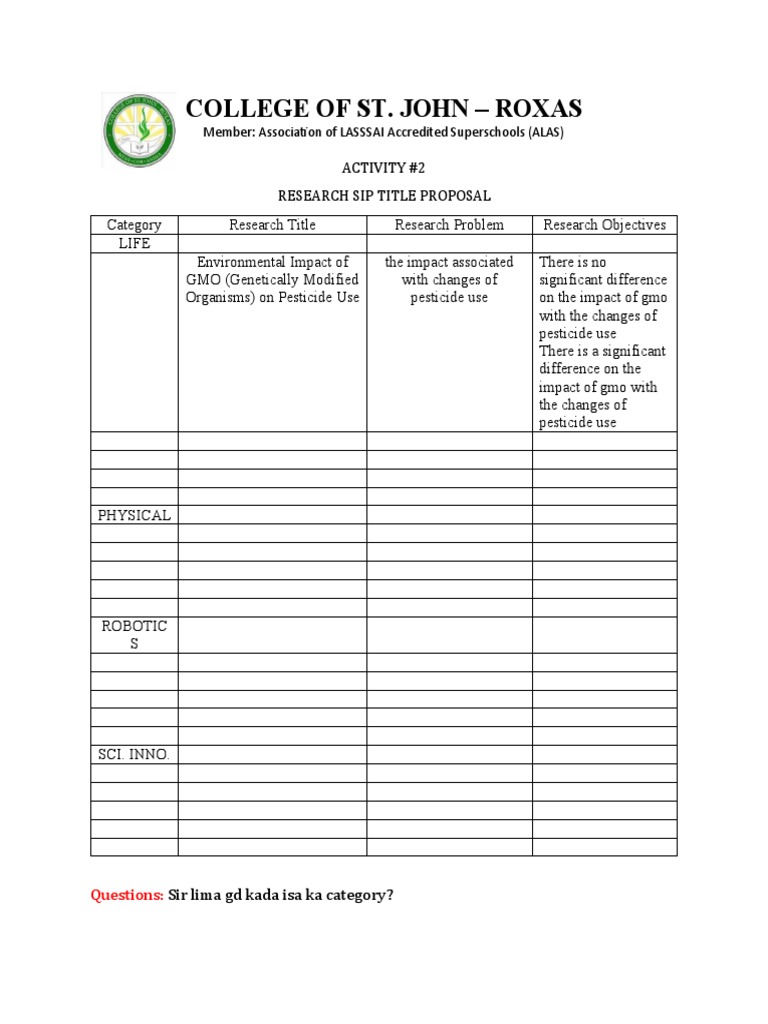 Research Sip Title Proposal | PDF
