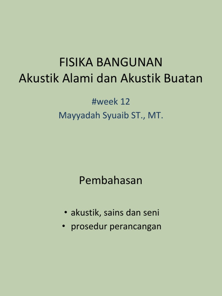 Akustik Alami Dan Akustik Buatan FBL | PDF