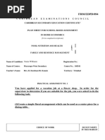Food and Nutrition SBA Time Plan Sheet | PDF
