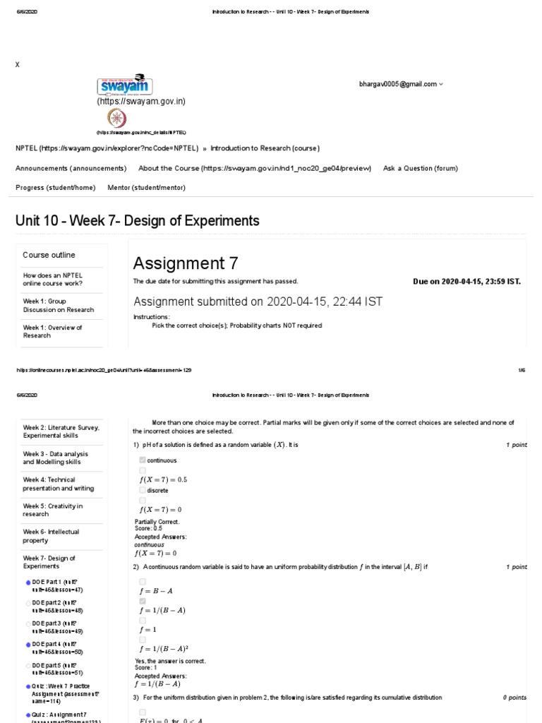 Nptel Research Assignment 7 | PDF | Bias Of An Estimator | Variance