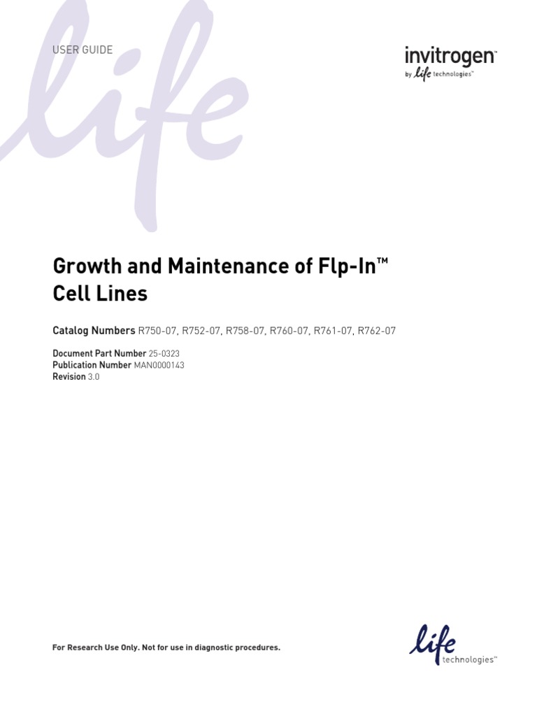 Growth and Maintenance of Flp-In Cell Lines: User Guide | PDF ...