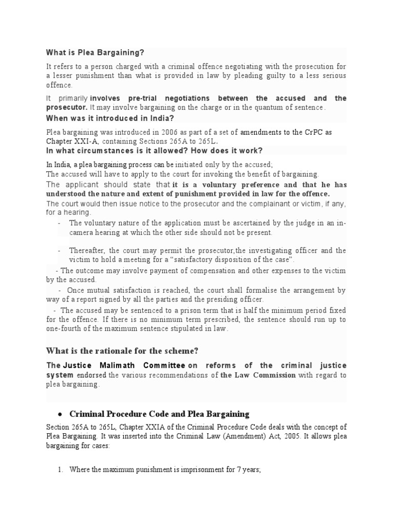 What Is Plea Bargaining?: It Primarily Involves Pre-Trial Negotiations ...