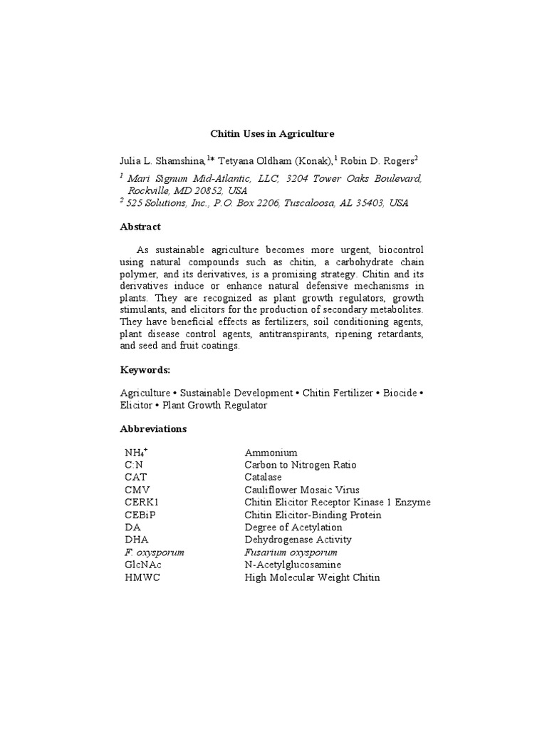 Chitin Uses in Agriculture | PDF | Fertilizer | Soil