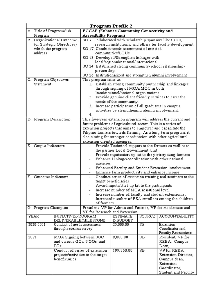 Program Profile 2: ECCAP (Enhance Community Connectivity and ...