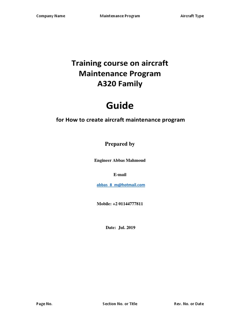 Guide: Training Course On Aircraft Maintenance Program A320 Family | PDF