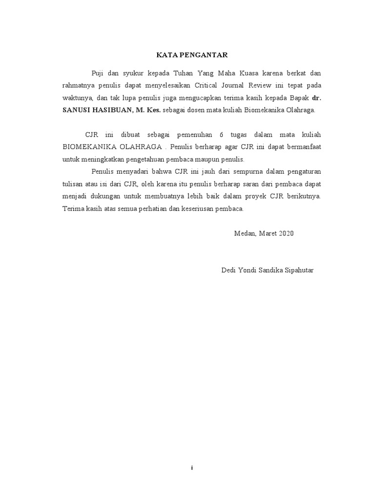 CJR Biomekanika Dedi Semester 4 | PDF