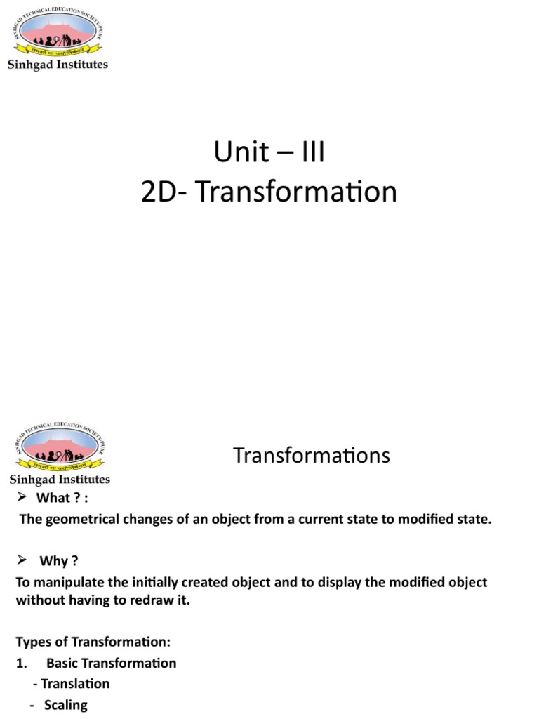 Unit - III 2D-Transformation | PDF | Perspective (Graphical ...