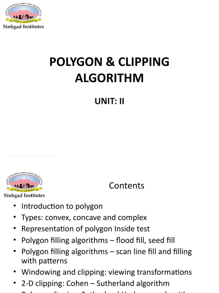 Polygon & Clipping Algorithm: Unit: Ii | PDF | Polygon | Computer Graphics
