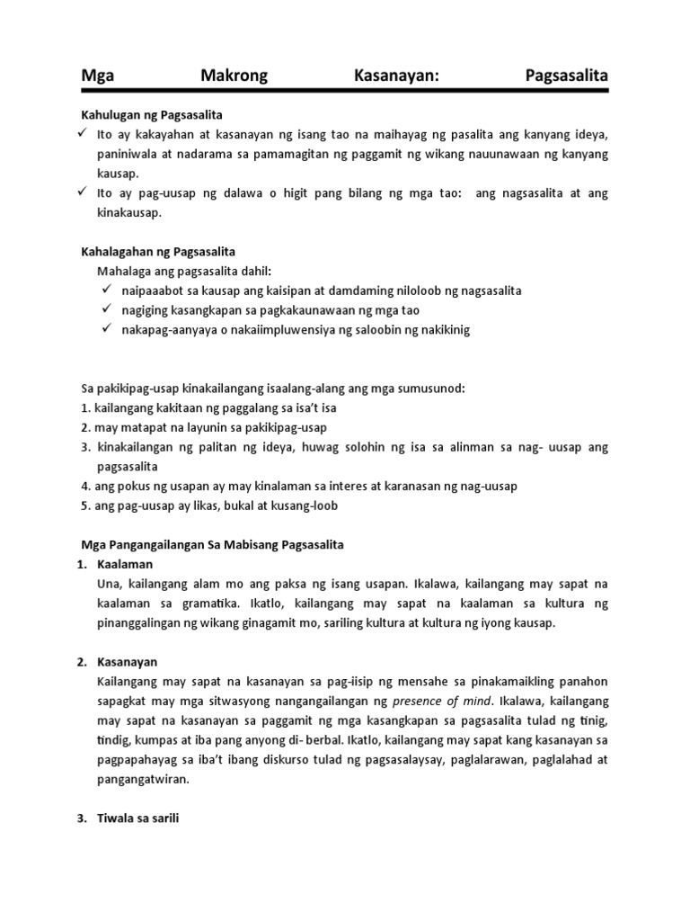 11 Pagsasalita | PDF