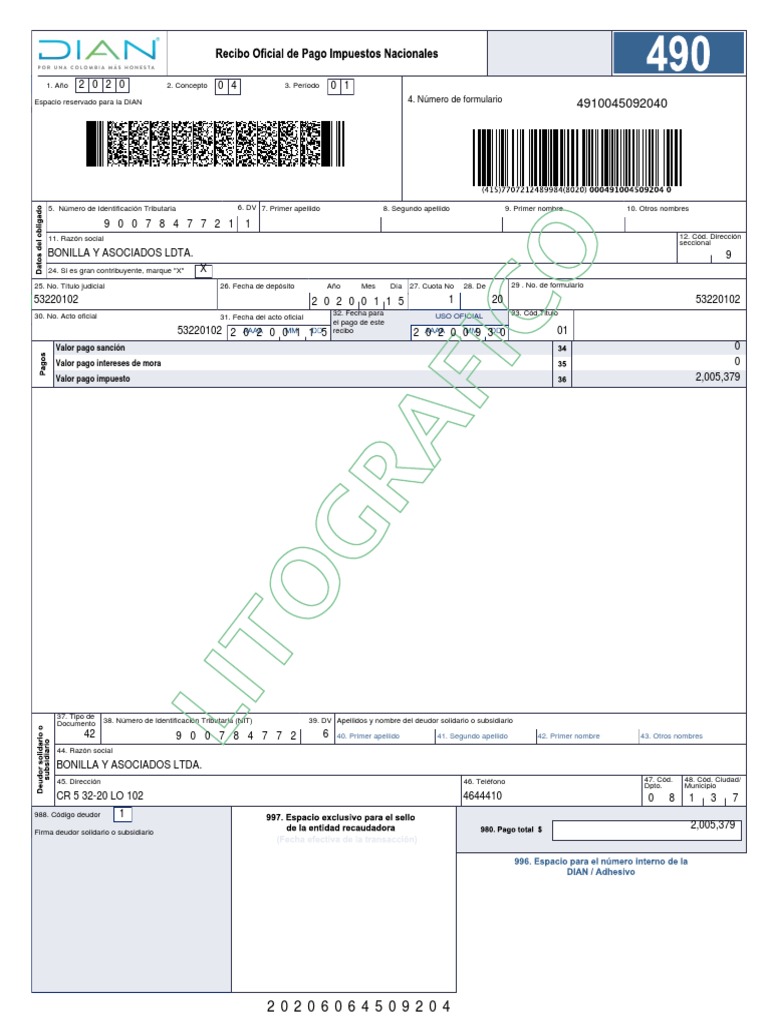 Formulario 490 IVA | PDF