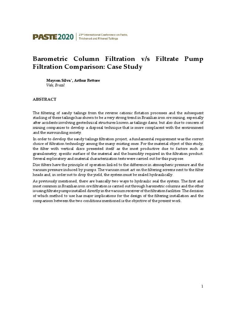 Barometric Column Filtration V/s Filtrate Pump Filtration Comparison ...