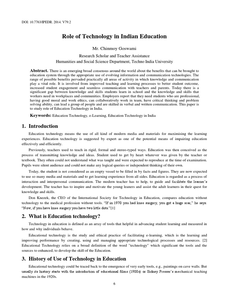 Role of Technology in Indian Education: Abstract | PDF | Educational ...