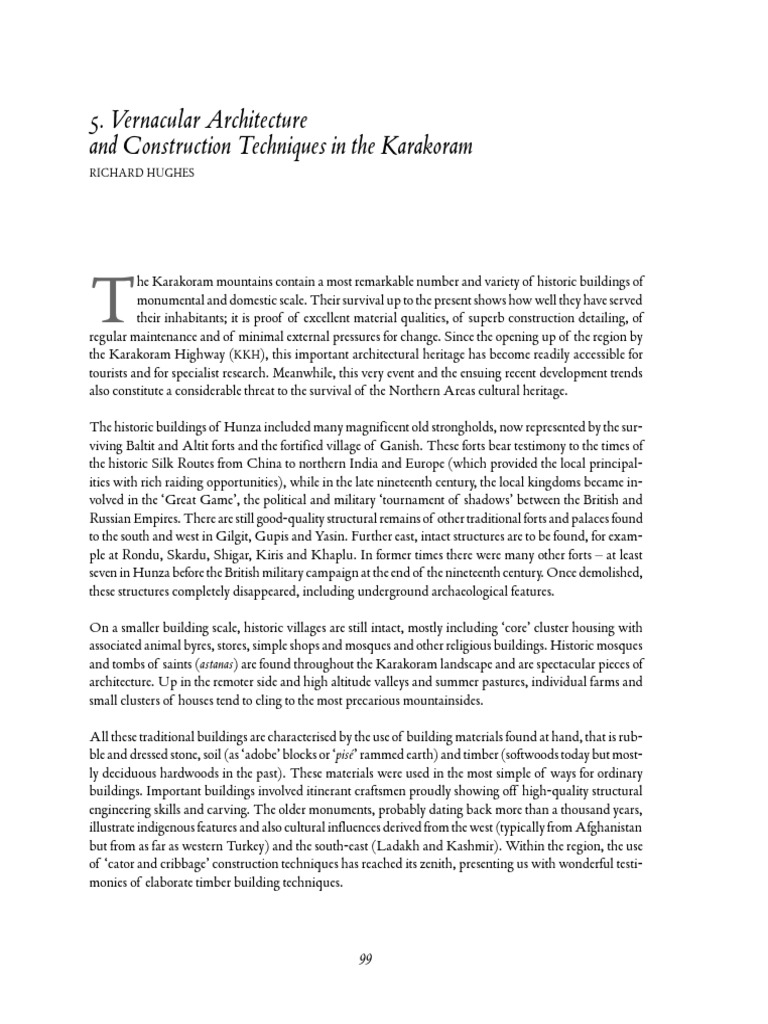 Vernacular Architecture and Construction Techniques in The Karakoram ...