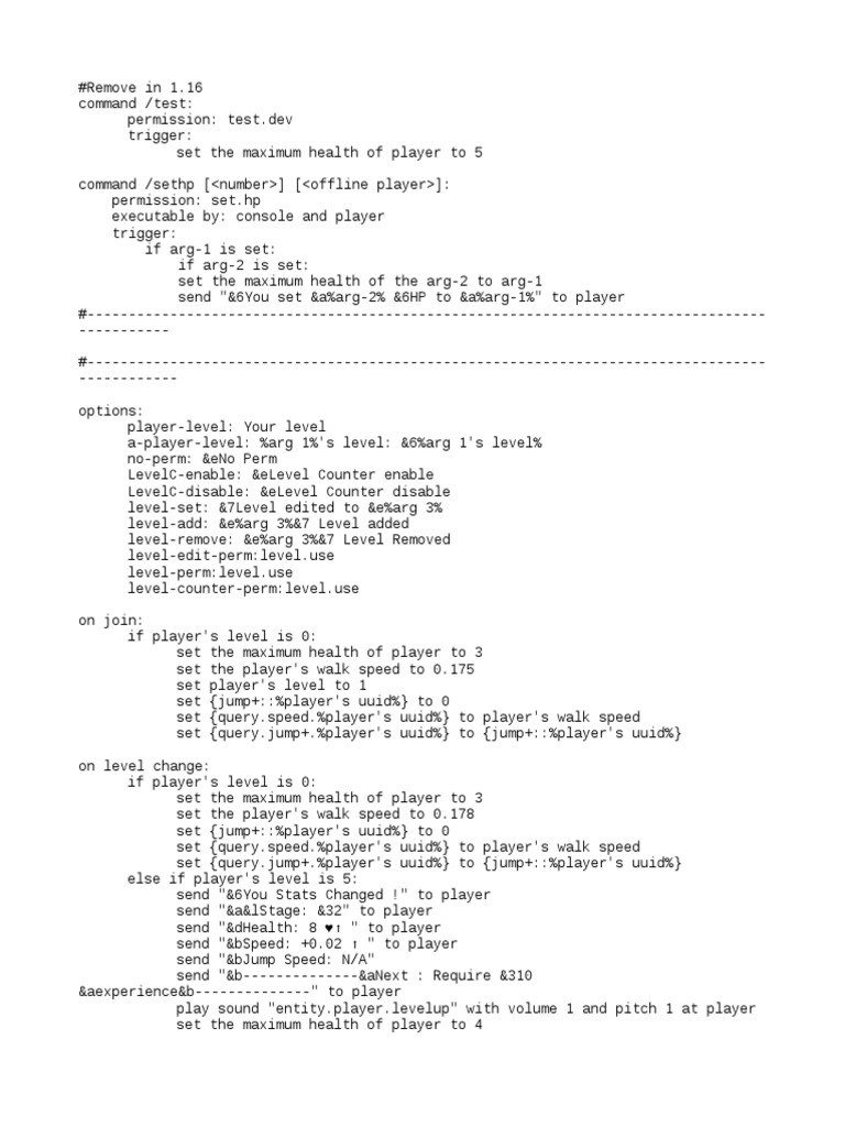 Skript Minecraft 1.16 Leveling System | PDF | Leisure | Sports