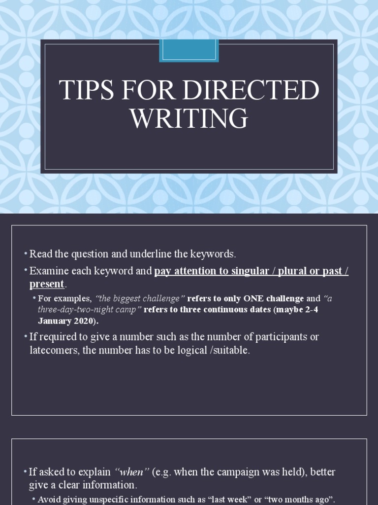 Tips For Directed Writing | Download Free PDF | Question | Word