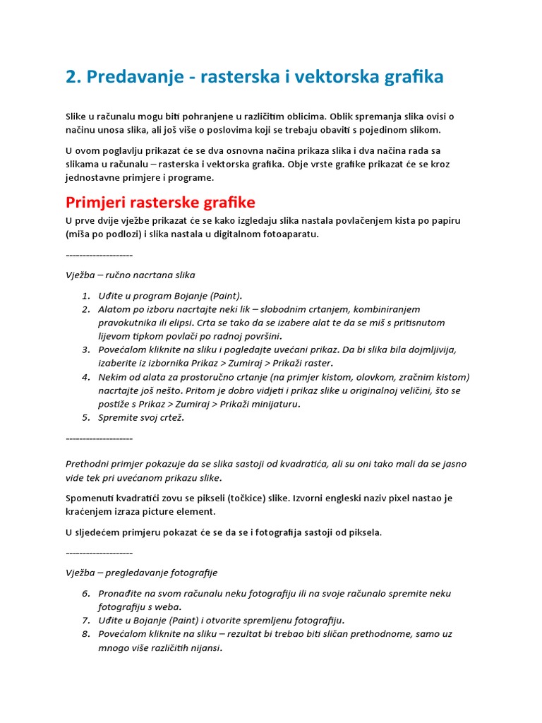 Predavanje - Rasterska I Vektorska Grafika | PDF