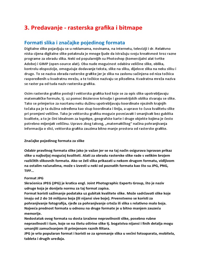 Predavanje - Rasterska Grafika I Bitmape | PDF