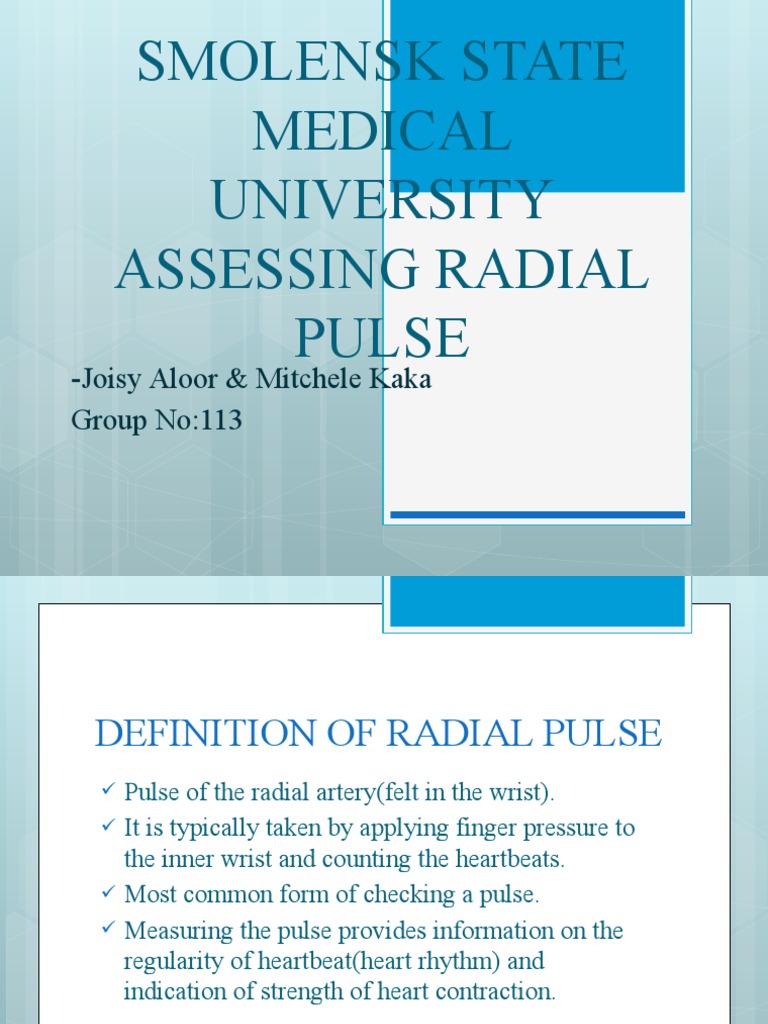 Radial Pulse Assessment Guide | PDF | Pulse | Heart Rate