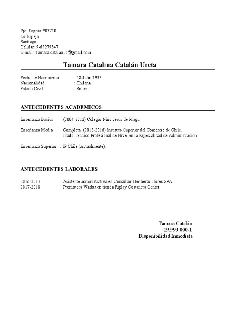 Curriculum Tamara | PDF