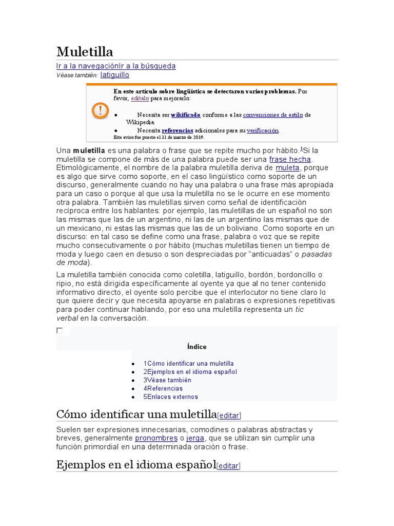 Muletilla | PDF | Semiótica | Lingüística