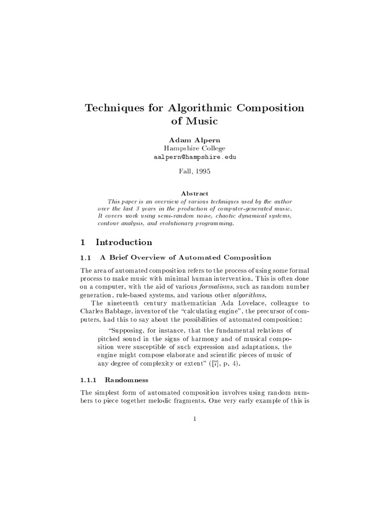 Alpern - Techniques For Algorithmic Music Composition | PDF | Latin Script