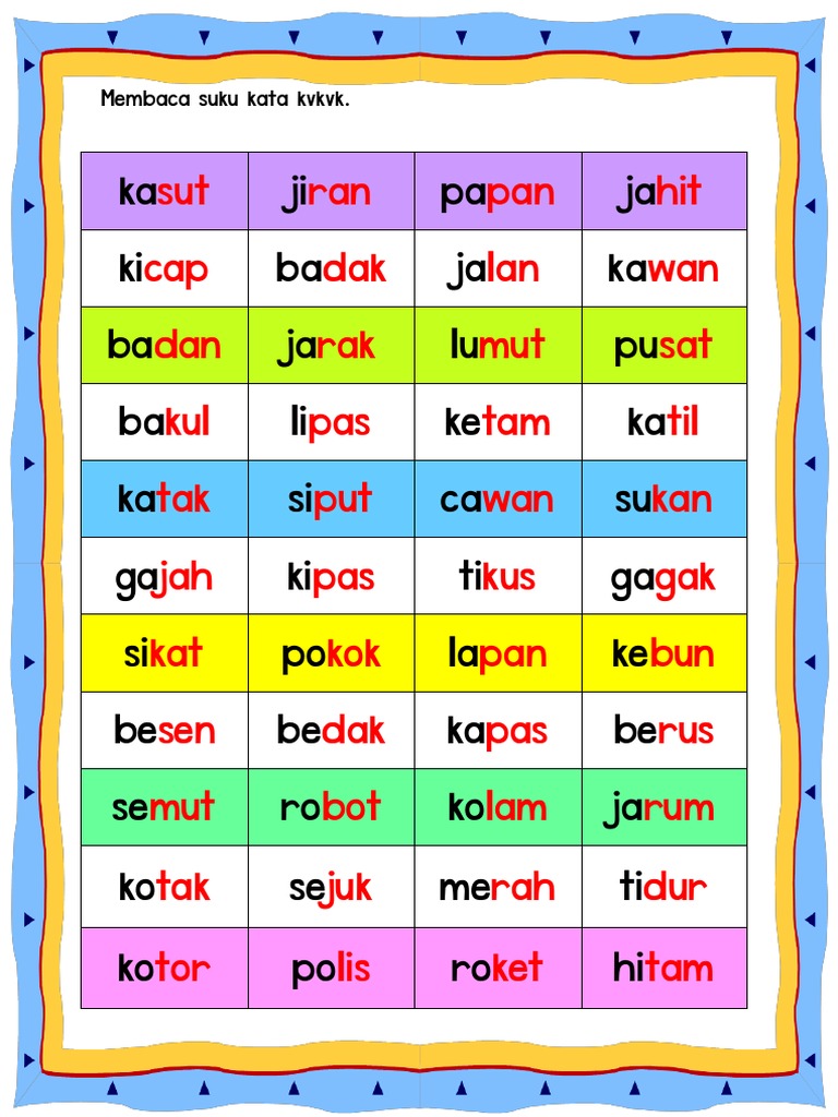 Membaca Suku Kata KV KVK | PDF
