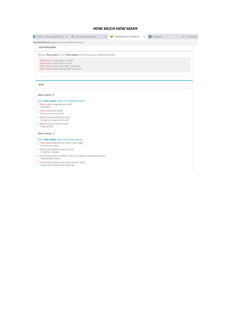 How Much How Many | PDF